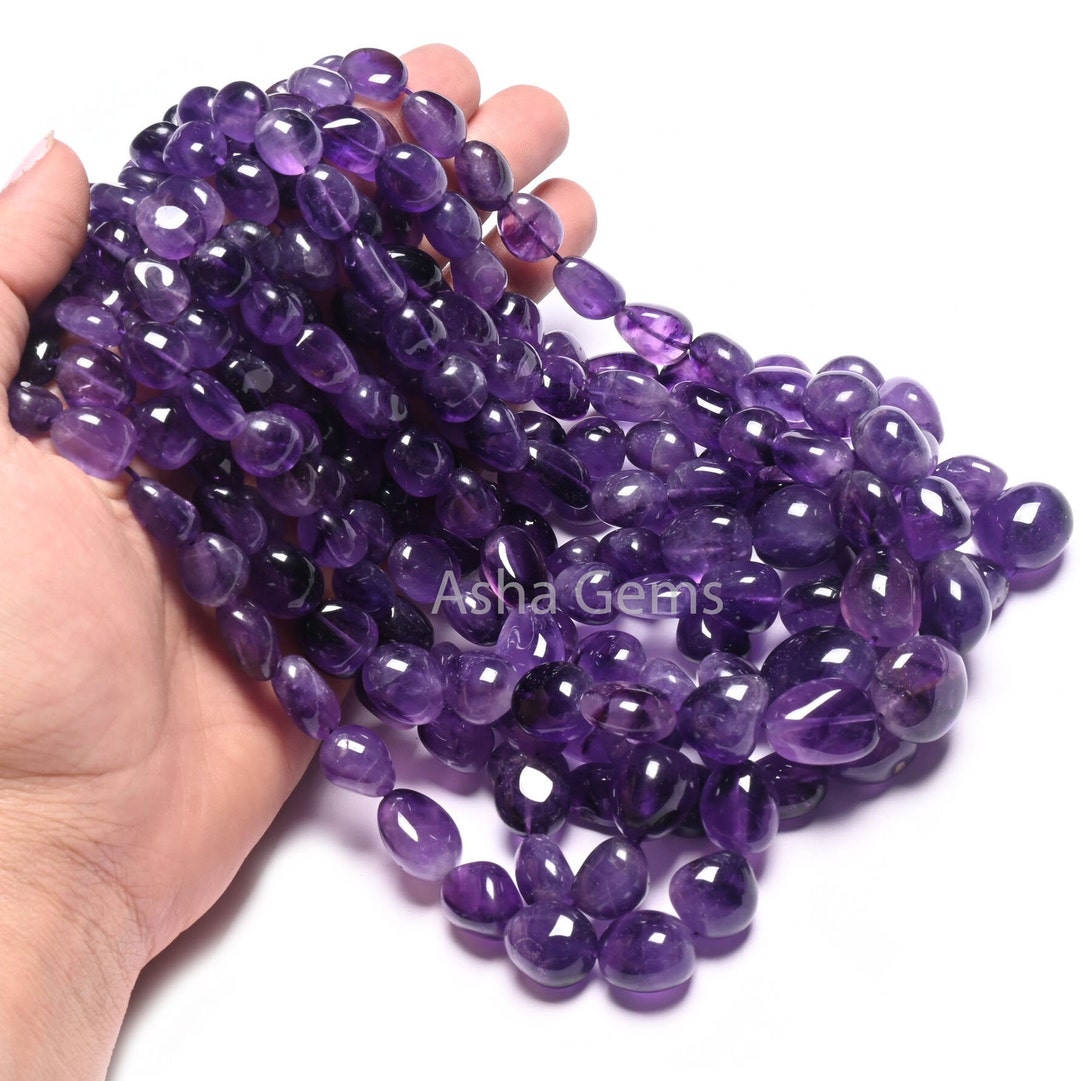 Purple African Amethyst Smooth Nugget Beads, Natural Gemstone Handmade ...