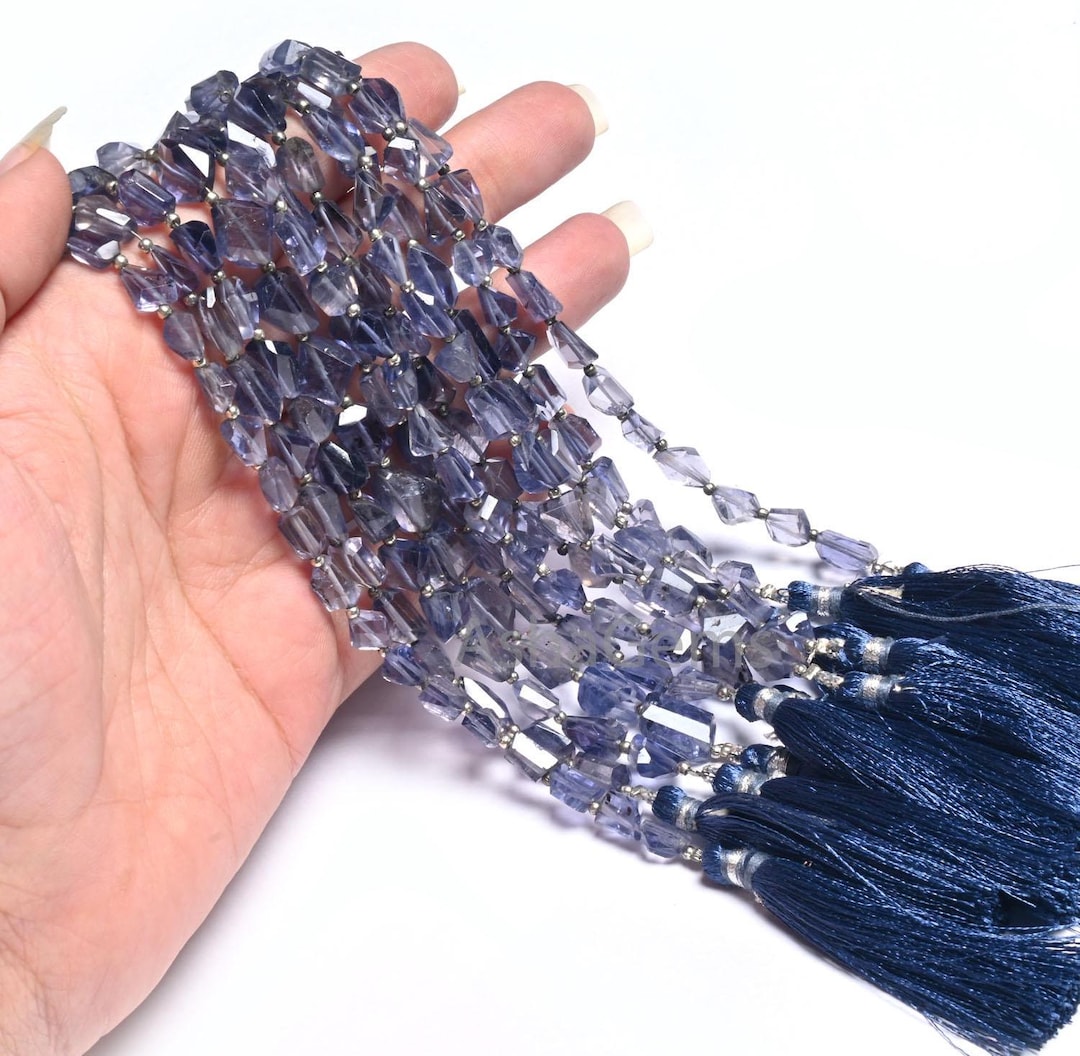 Natural Iolite Faceted Nuggets Shape Beads, AAA Blue Gemstone Indian ...