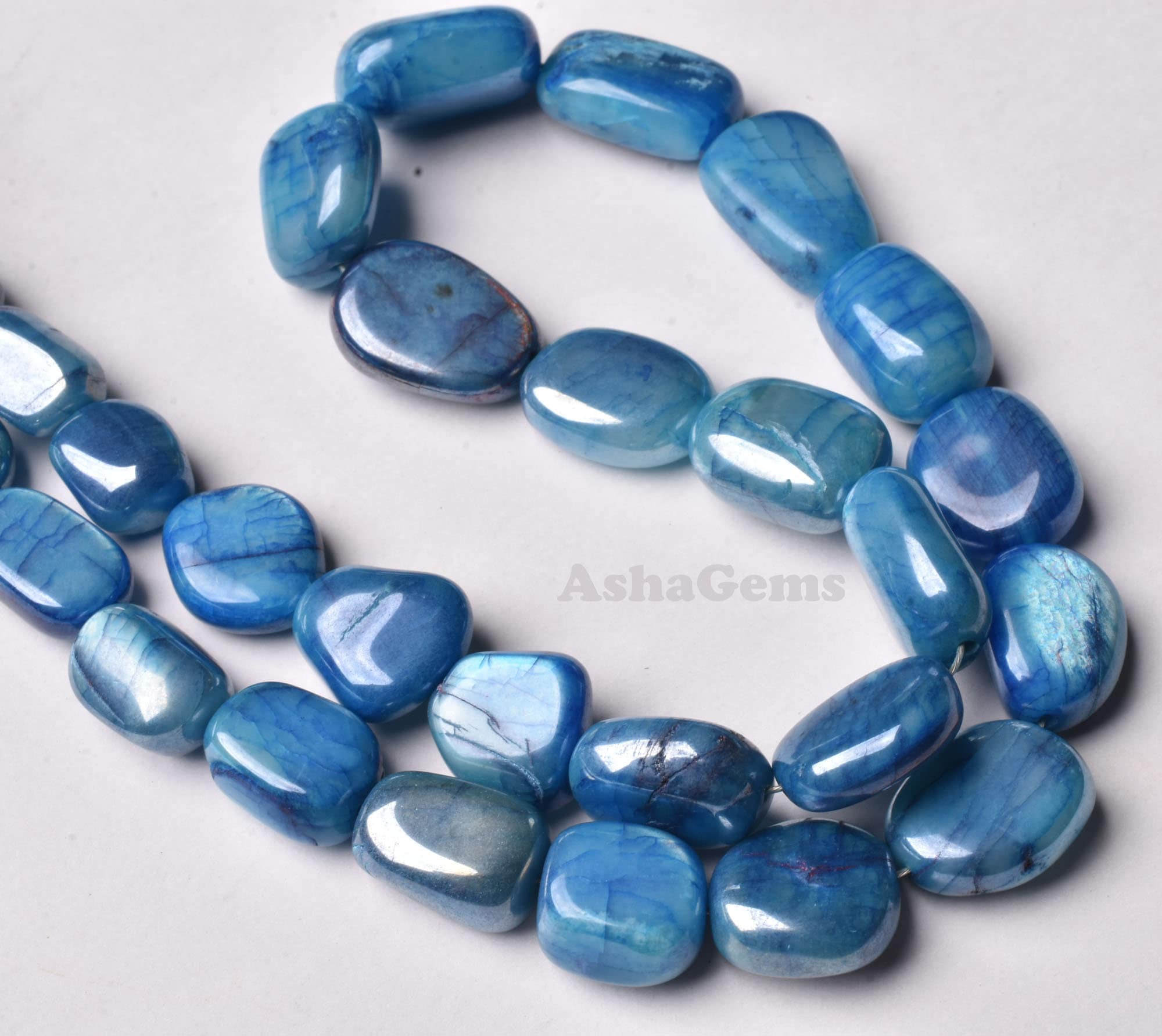 Beautiful Neon Blue Coated Moonstone Smooth Nugget Beads Blue | Etsy