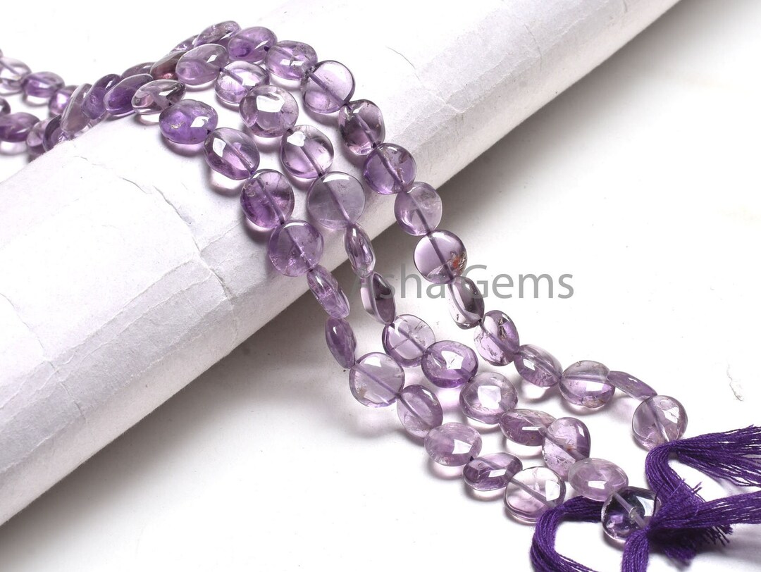Fine Purple Amethyst Smooth Coin Shape Gemstone Beads,13"strand ...