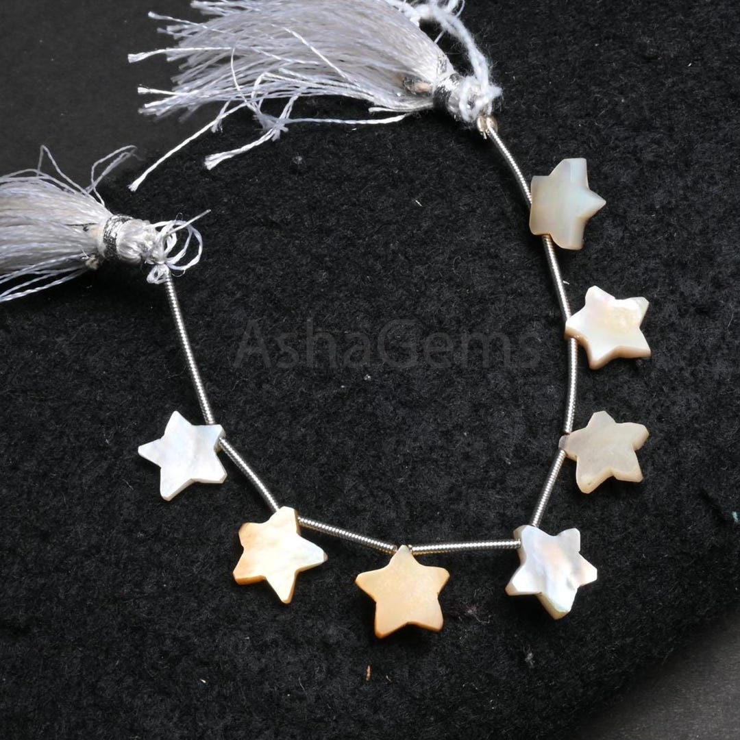 Natural Mother of Pearl Carving Star Beads, White MOP Fancy Carved ...