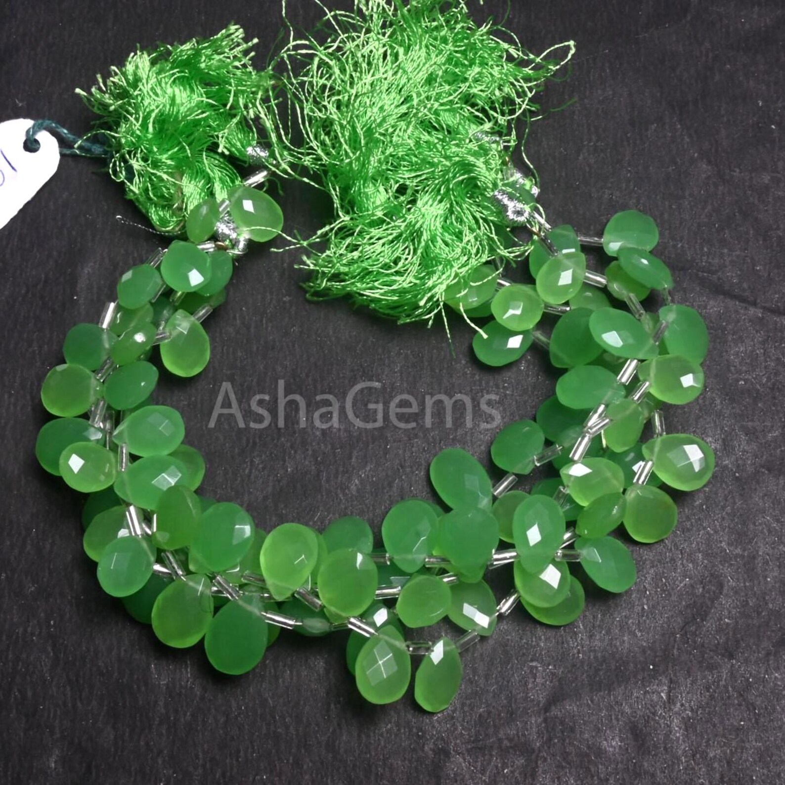 AAA Green Quartz Hydro Checker Cut Pear Beads,9"strand Faceted Teardrop ...