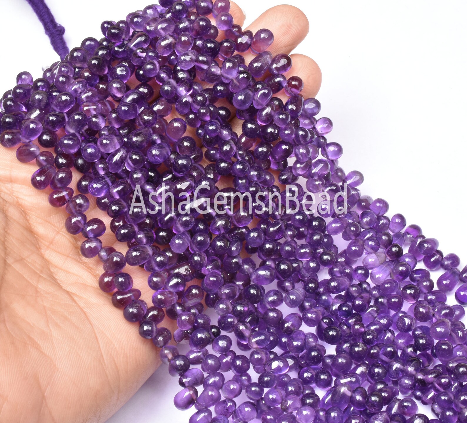 Natural Purple Amethyst Smooth Drops Shape Beads Gemstone13 - Etsy