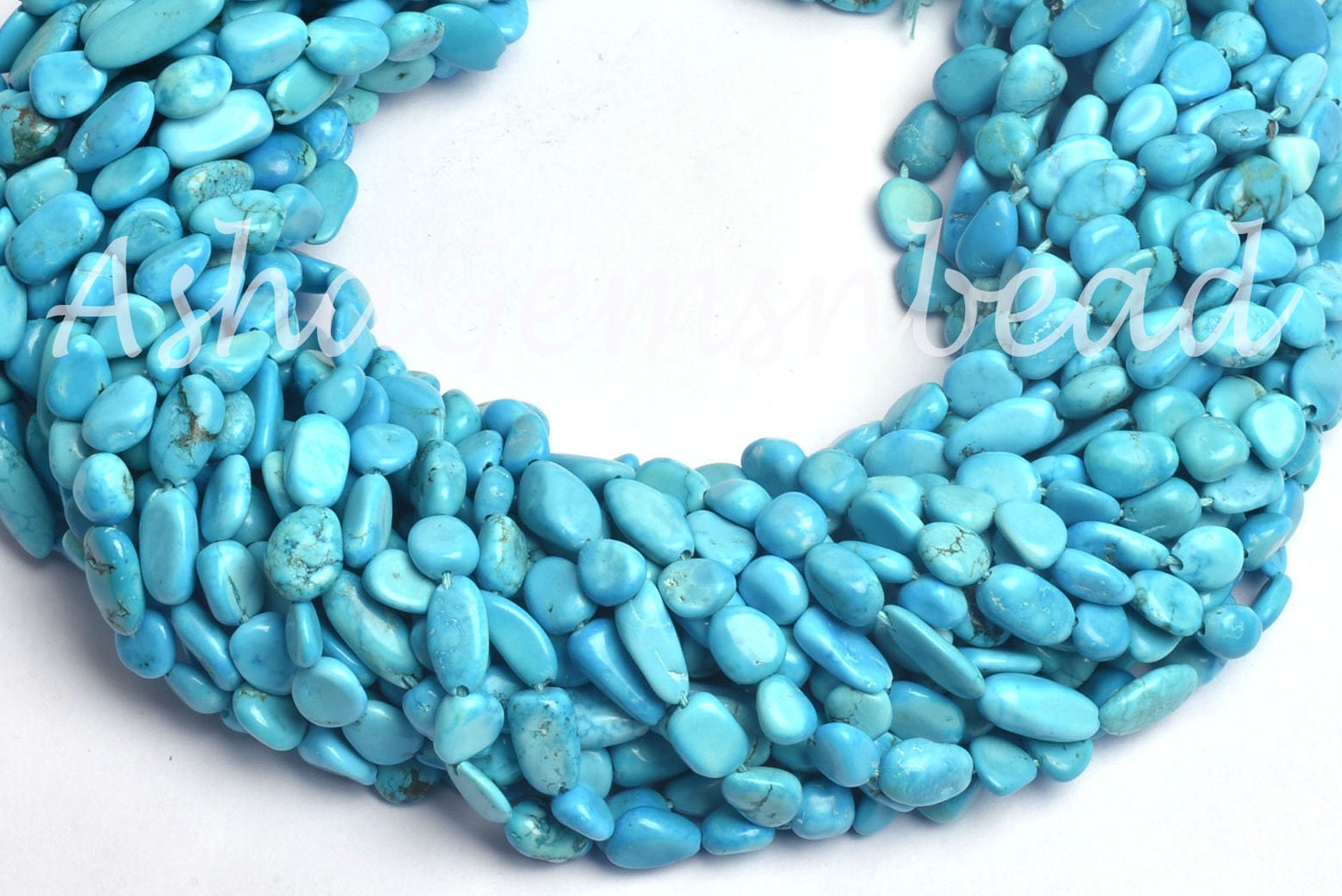 Beautiful Blue Turquoise Smooth Nugget Beads13 Strand - Etsy