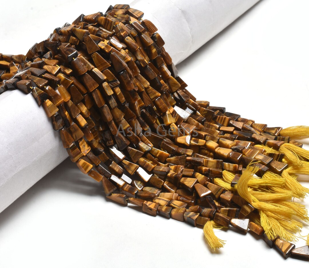 Natural Tiger Eye Smooth Triangle Shape Handmade Gemstone Beads, Shaded ...