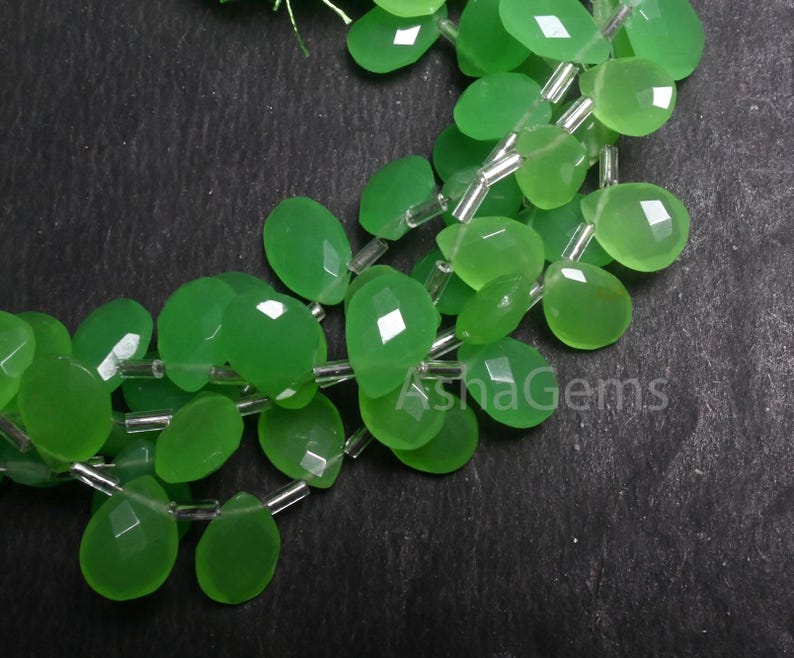 AAA Green Quartz Hydro Checker Cut Pear Beads,9"strand Faceted Teardrop ...