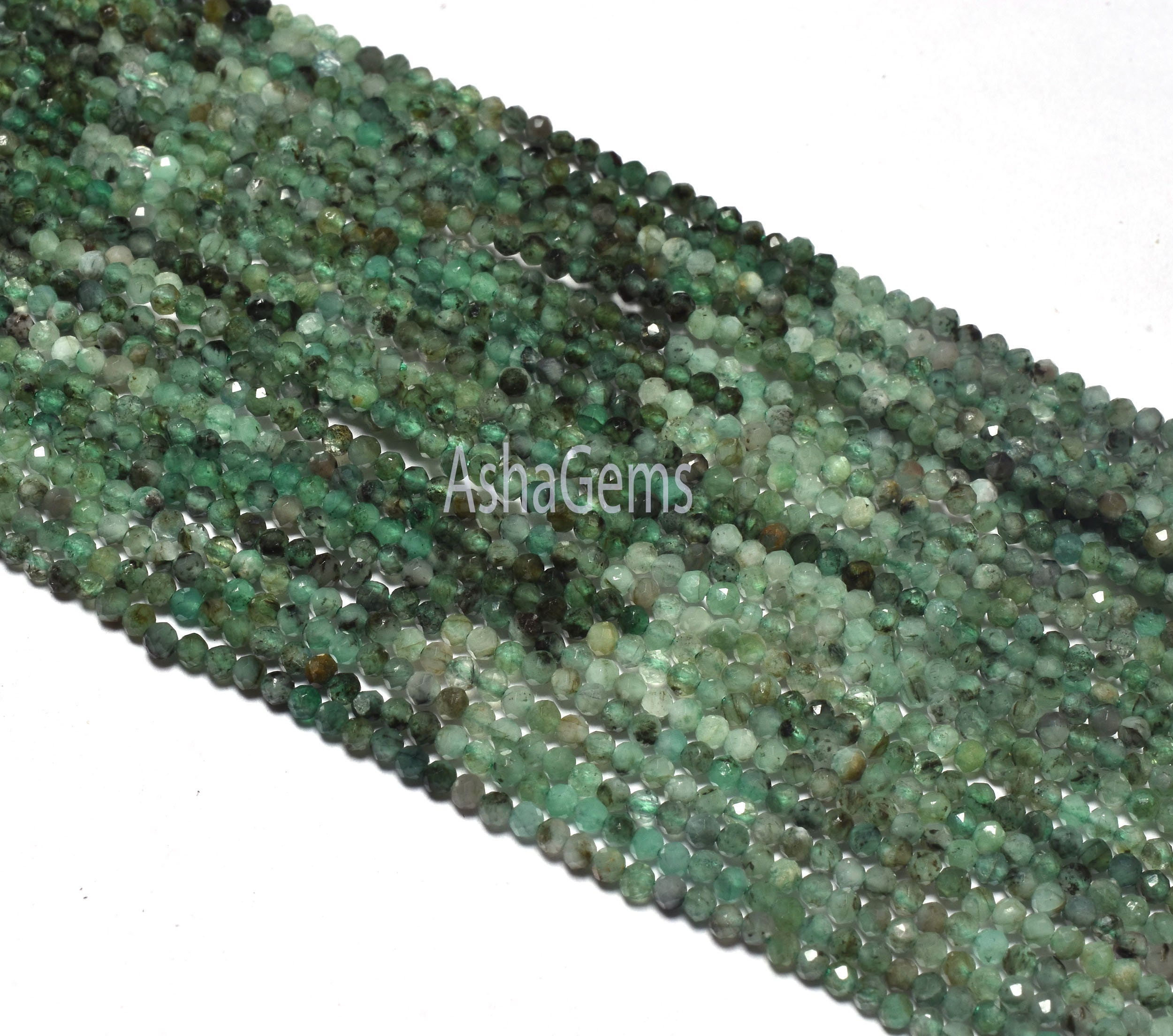 13 Strand Beautiful Natural Emerald Shaded 2 Mm Micro | Etsy