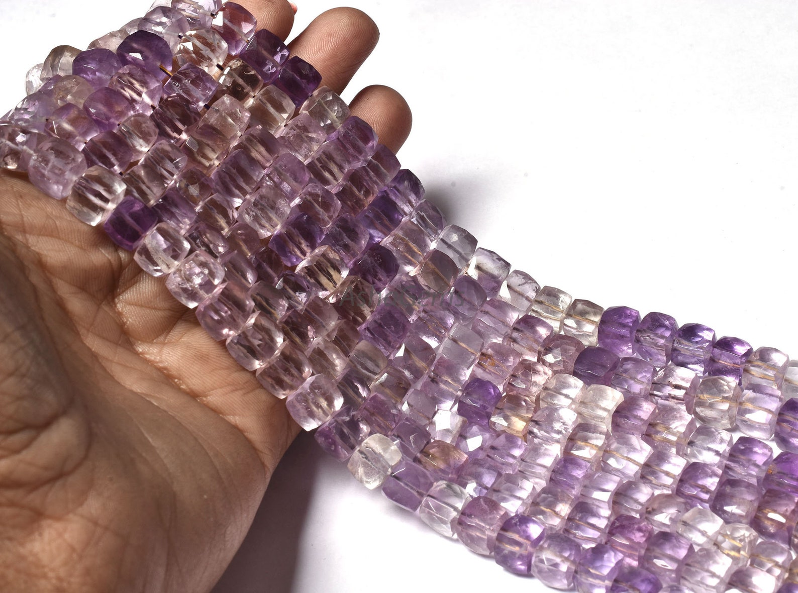 Beautiful Shaded Blue Ametrine Faceted 3D Cube Box Gemstone Beads ...