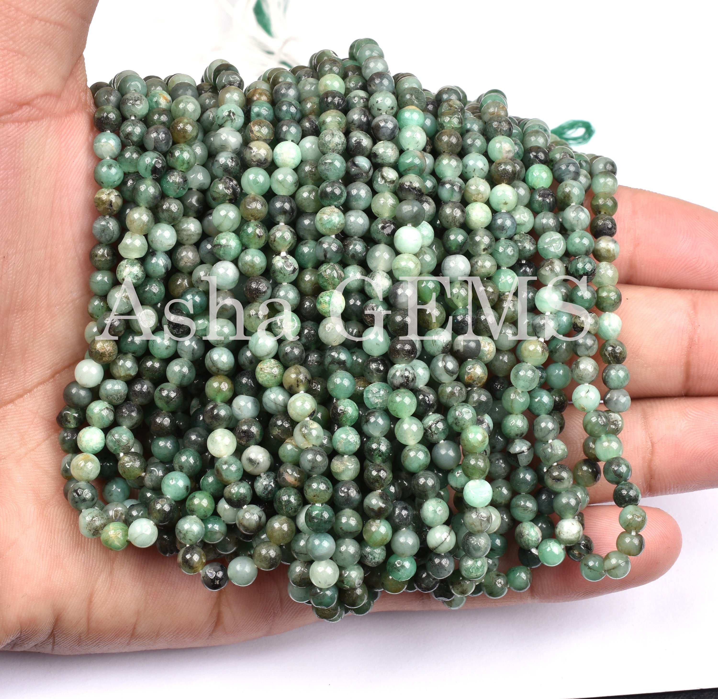 Natural Green Emerald Smooth Shadded Round Shape Beads4mm | Etsy
