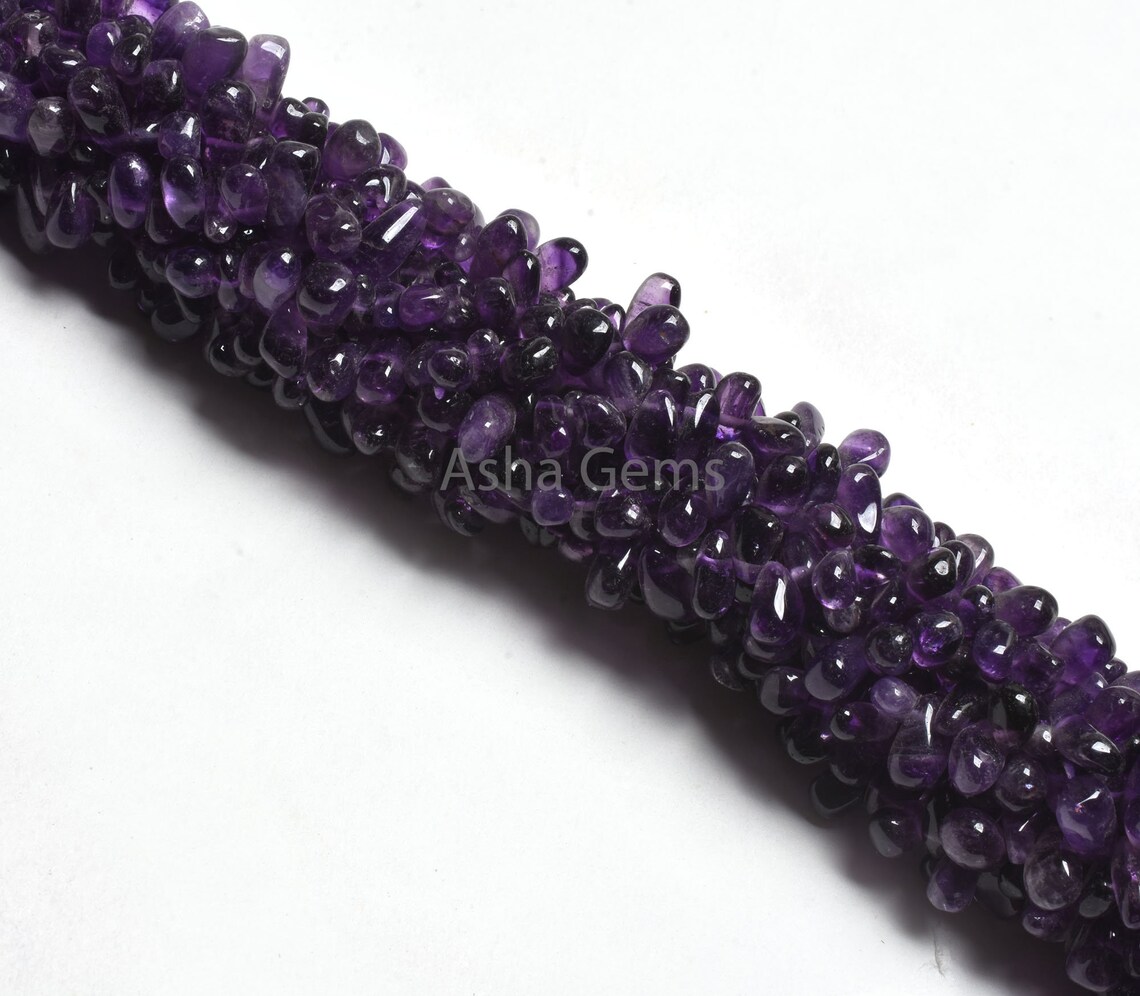 Natural Purple Amethyst Smooth Drop Shape Beads, Gemstone Side Drill ...
