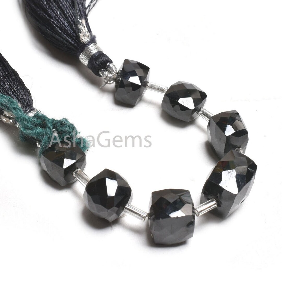 Natural Spinel Faceted Cube Shape Gemstone Beads,8-11 Mm AAA Black ...