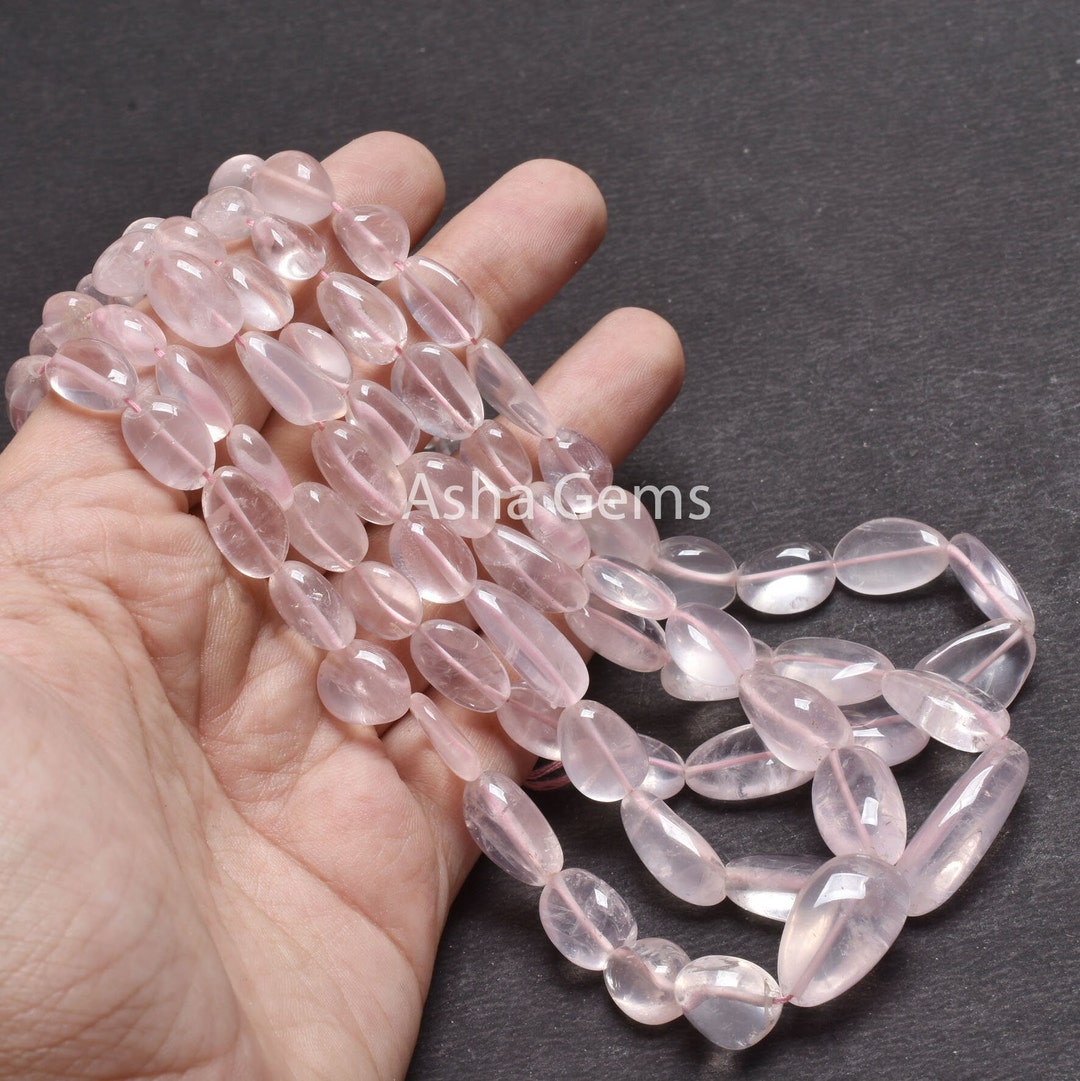 AAA Pink Rose Quartz Smooth Nugget Gemstone Beads,17.5"strand Natural ...