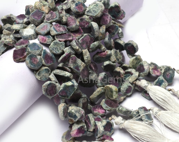 Natural Ruby Fuchsite Slice Rough Beads,8" Strand Green Red Ruby ...