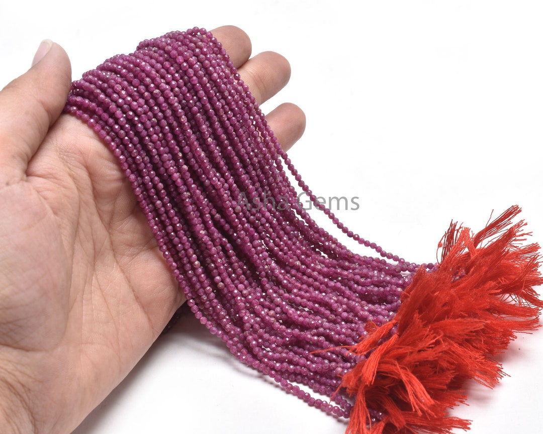 2.5 Mm AAA Quality Real Ruby Micro Cut Faceted Rondelle Beads, Red Pink ...