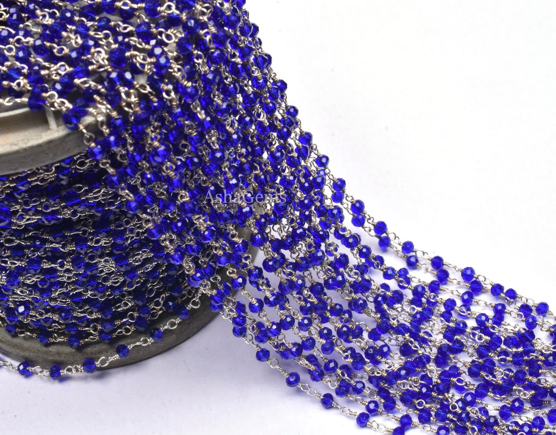Beautiful Royal Blue Quartz Hydro Faceted Rondelle Beads Chain 1,5,10 ...