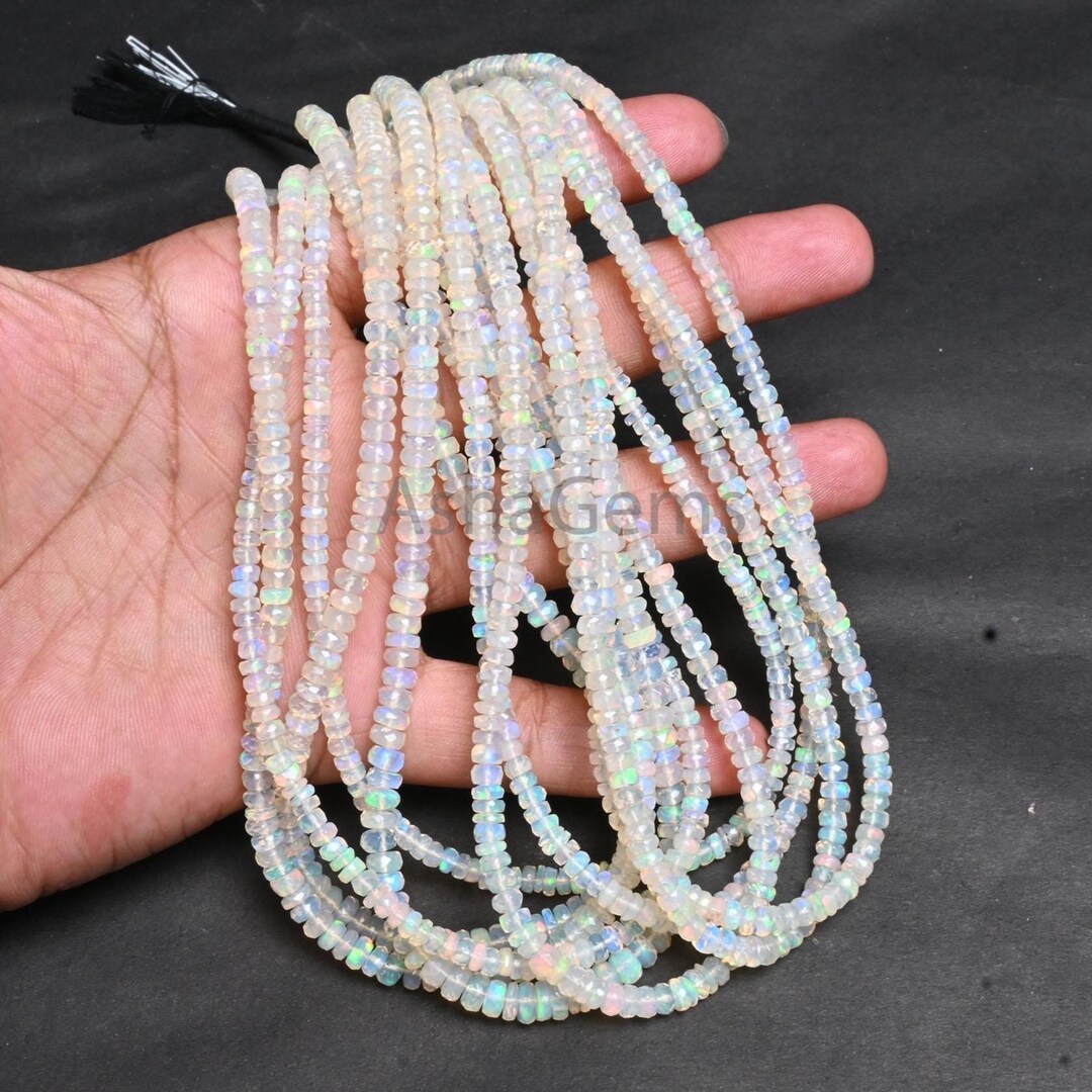 Natural Welo Ethiopian Opal Indian Machine Cut Gemstone Beads,16" AAA ...