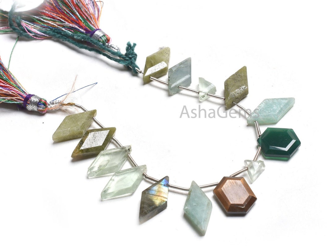 Beautiful Multi Gemstone Rhombus+ 2 Piece Fancy Shape Faceted Beads ...