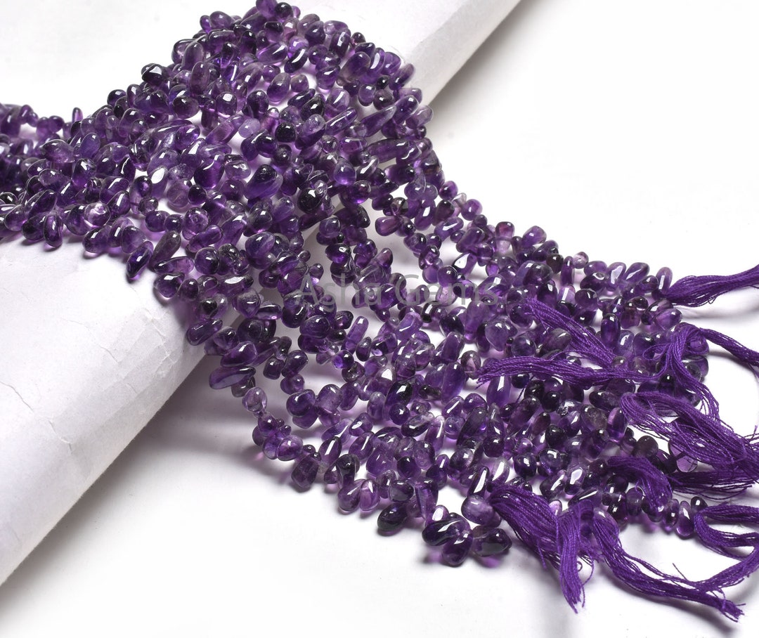 Natural Purple Amethyst Smooth Drop Shape Beads, Gemstone Side Drill ...