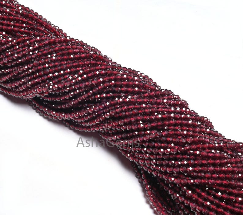 3.2mm Genuine Garnet Micro Machine Cut Faceted Rondelle Beads,13 ...