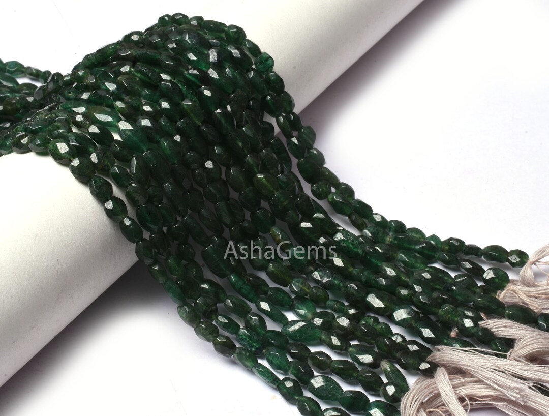 Natural Green Mica Margaj Faceted Oval Beads,13" Strand Gemstone Indian ...