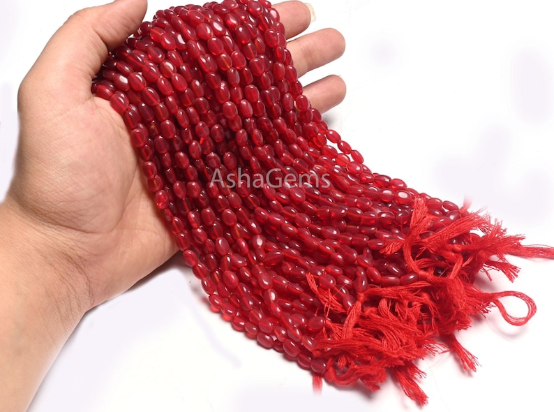 Carmine Red Hydro Smooth Oval Shape Beads,6-8 Mm Plain Handmade Oval ...