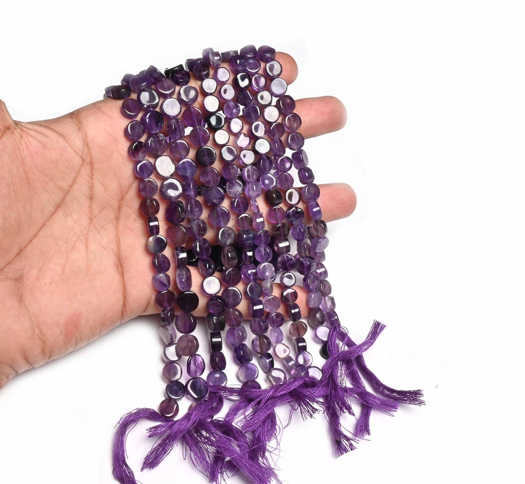 Beautiful Amethyst Smooth Coin Shape Gemstone Loose Beads, Natural ...