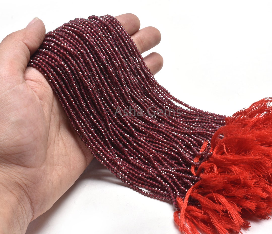 2.5 Mm AAA Garnet Micro Cut Gemstone Beads, Natural Red Garnet Faceted ...
