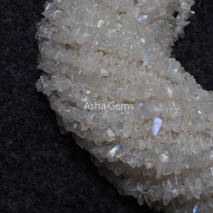 Fine Rainbow Moonstone Uncut Chip Beads, Natural Blue Fire Gemstone ...