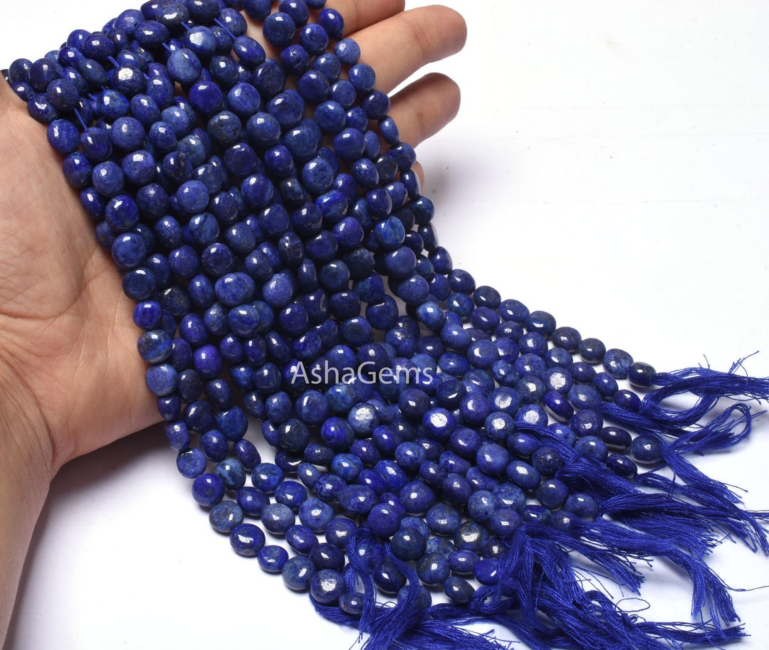 Beautiful Lapis Smooth Coin Shape Beads,13" Strand Natural Blue Lapis ...