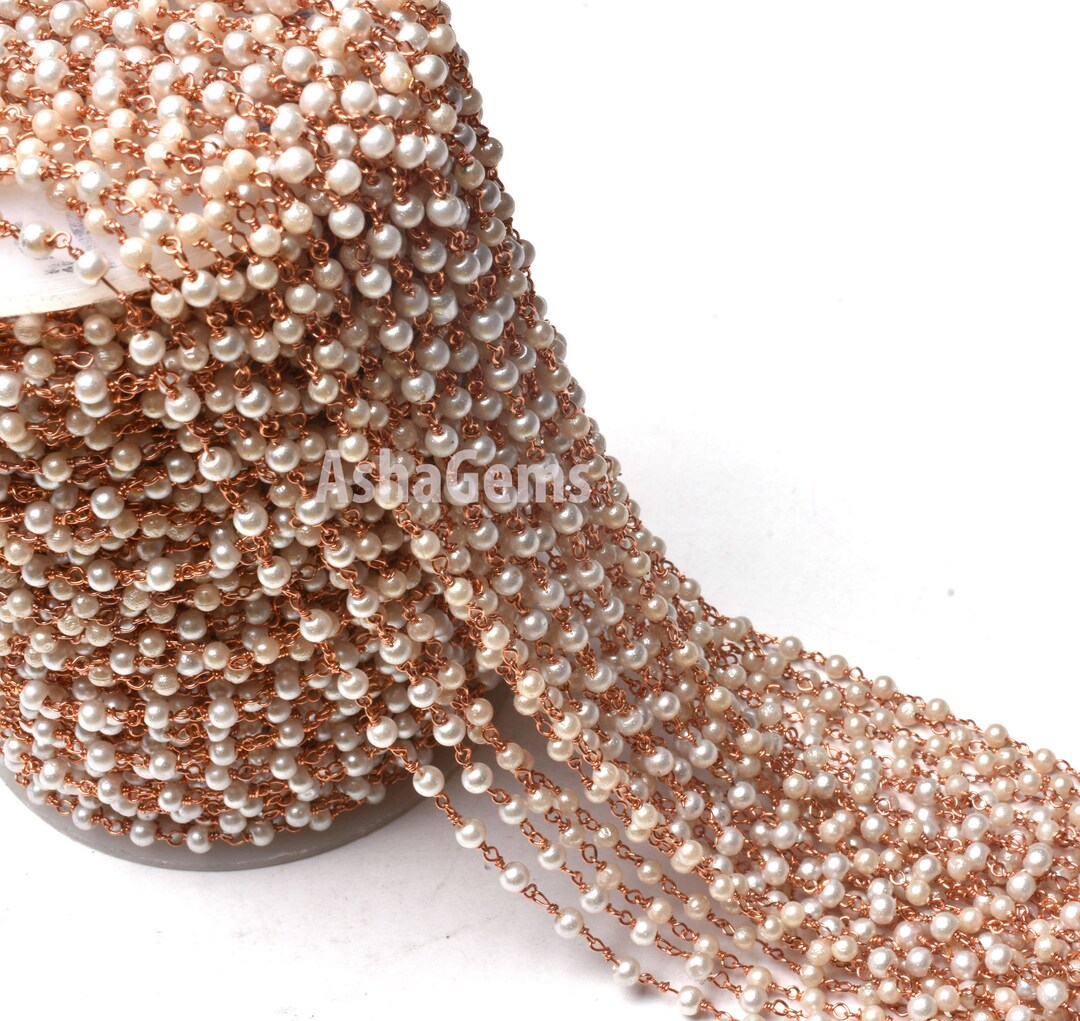 1,5,25,50 Feet Pearl Hydro Rondelle Beads Rosary Chain Rose Gold, Gold ...