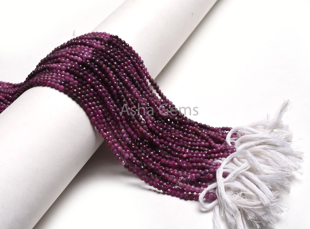 3.2 Mm Real Ruby Beads, Natural Shaded Red Ruby Micro Cut Faceted ...