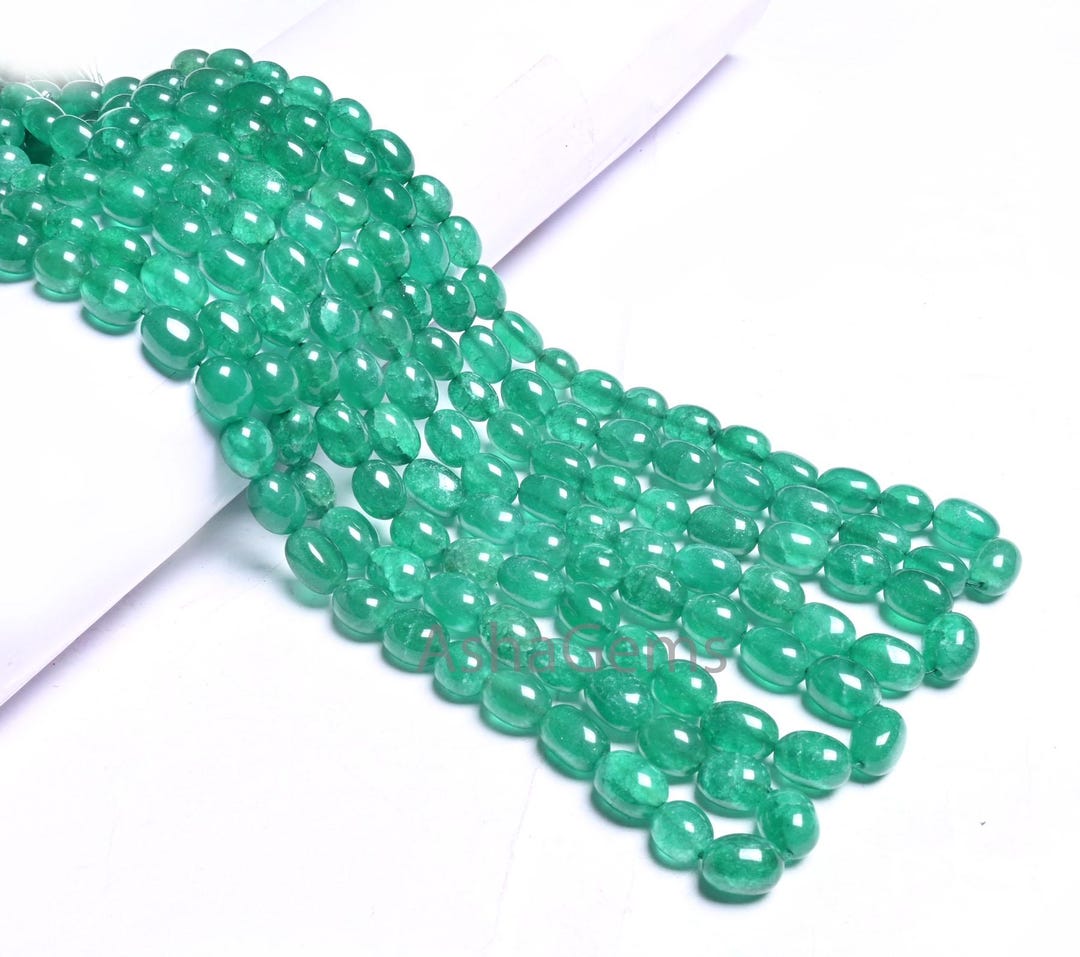 Beautiful Green Quartz Smooth Puff Oval Fancy Shape Beads,9/18" Strand ...
