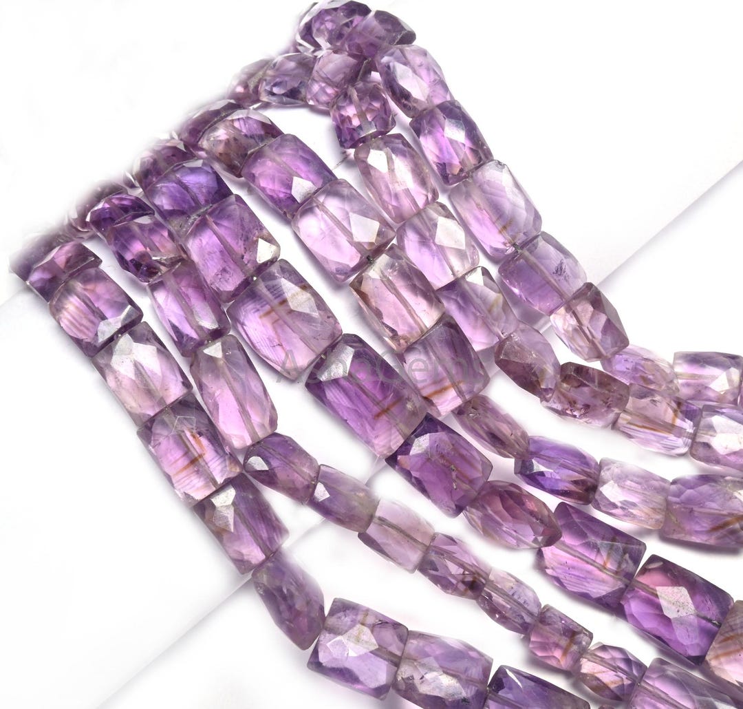 Fine Natural Amethyst Rectangle Shape Faceted Gemstone Beads,9" Purple ...