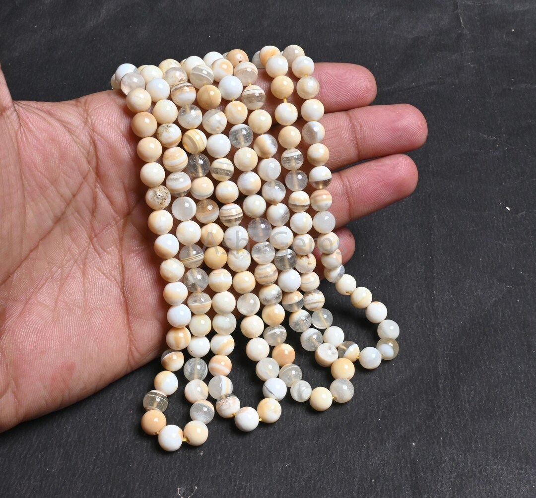 Beautiful Light Yellow Boulder Opal Smooth Round Gemstone Beads,7,7.5 ...