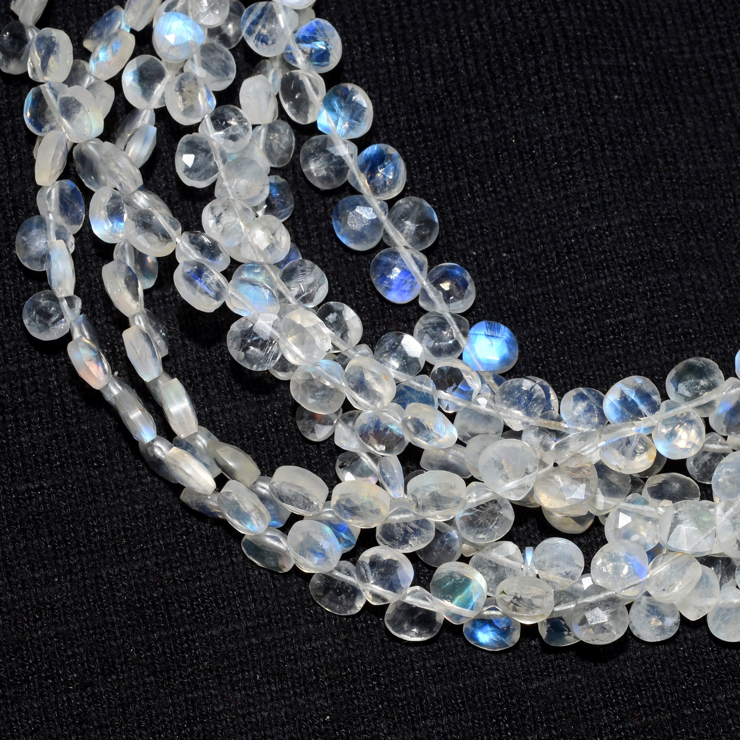 7 Strand Natural Blue Fire Rainbow Moonstone Faceted | Etsy