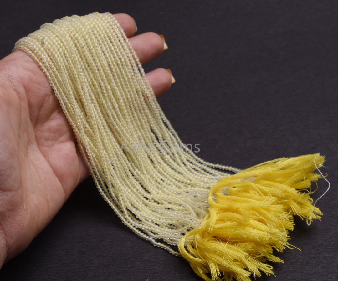 AAA Yellow Lemon Quartz Micro Cut Faceted Gemstone Beads, 2.50 Mm ...