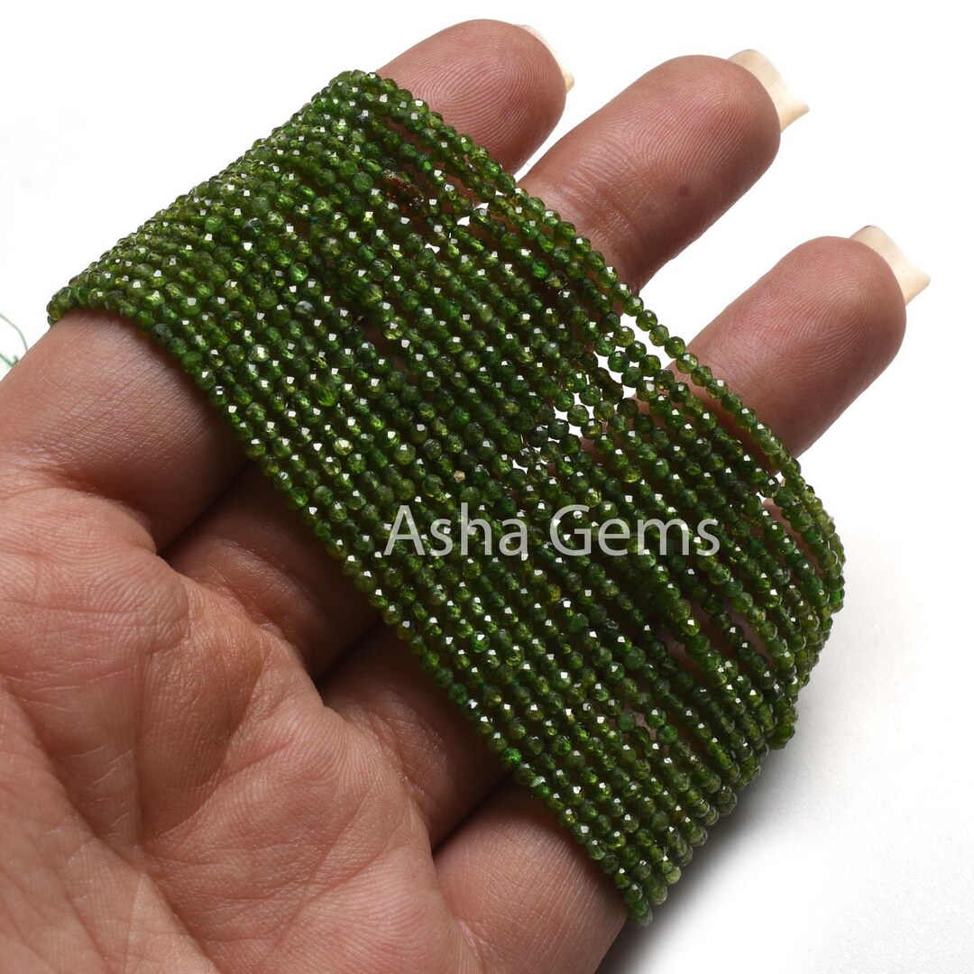 13" Strand Chrome Dioside Machine Cut Faceted Rondelle Gemstone Beads,2 ...