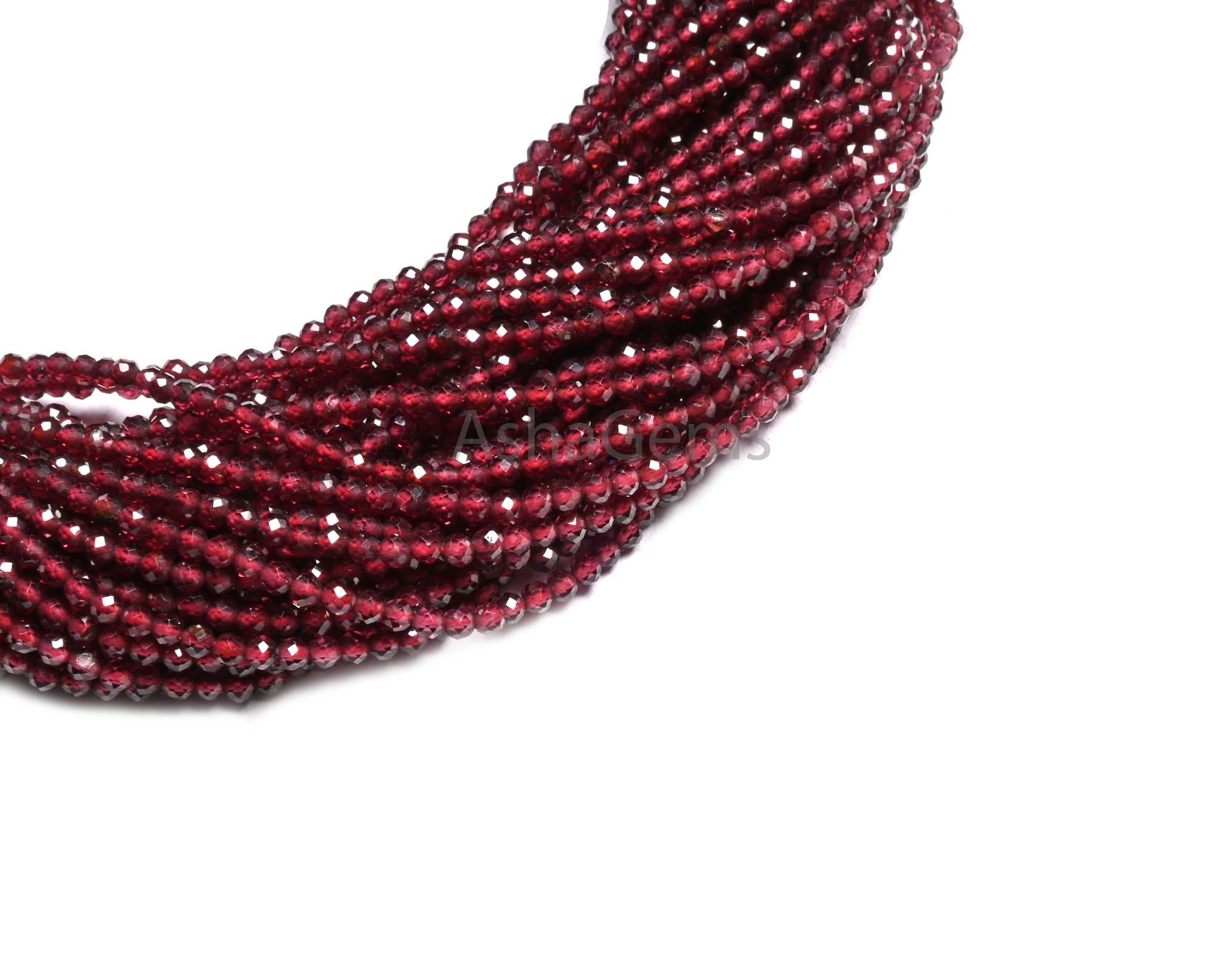 2.5 Mm AAA Garnet Micro Cut Gemstone Beads, Natural Red Garnet Faceted ...