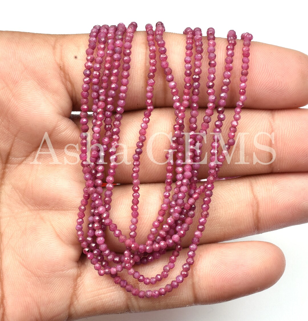 2 Mm Real Red Ruby Micro Cut Faceted Rondelle Beads, 13 Strand Natural ...