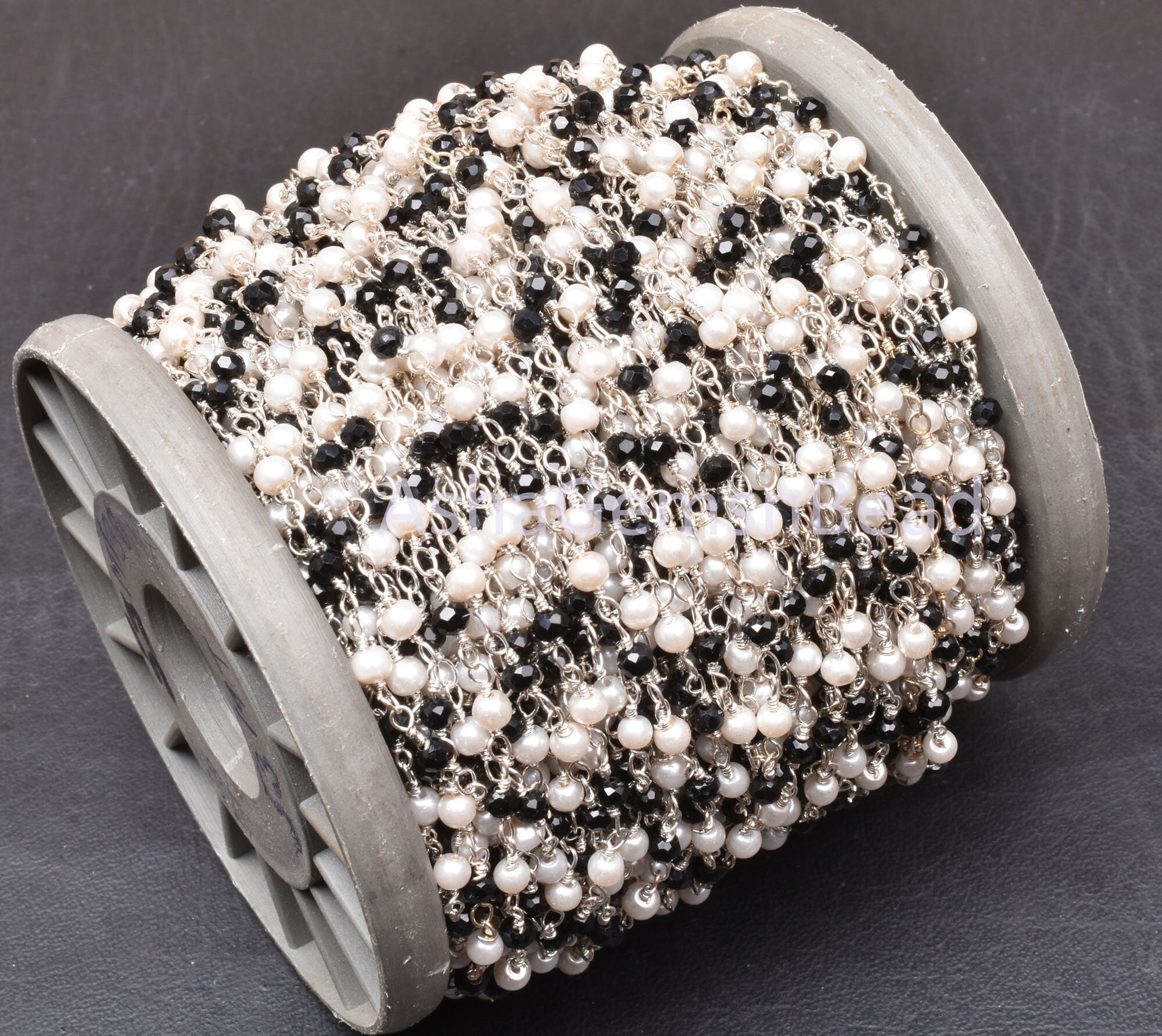 351050 Feet Chain Black Spinel Hydro Pearl Beads Rosary | Etsy