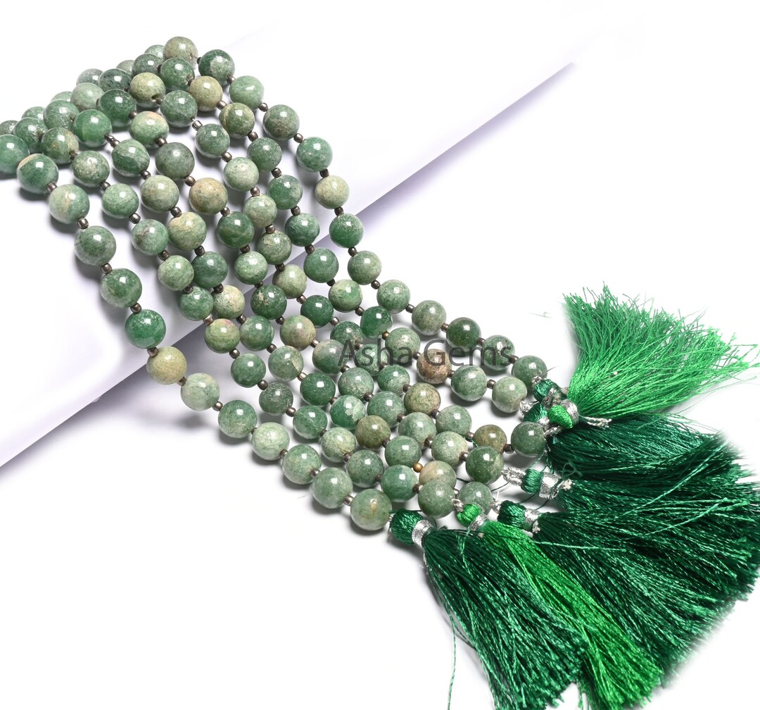 Beautiful Green Margaj Smooth Round Ball Gemstone Beads,8" Green ...