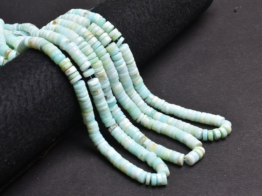 Peru Sky Blue Opal Smooth Tyre Beads,8mm Gemstone Heishi Tire Handmade ...