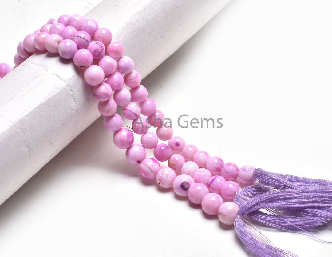 8mm Shaded Pink Opal Smooth Round Ball Gemstone Loose Beads Strand ...