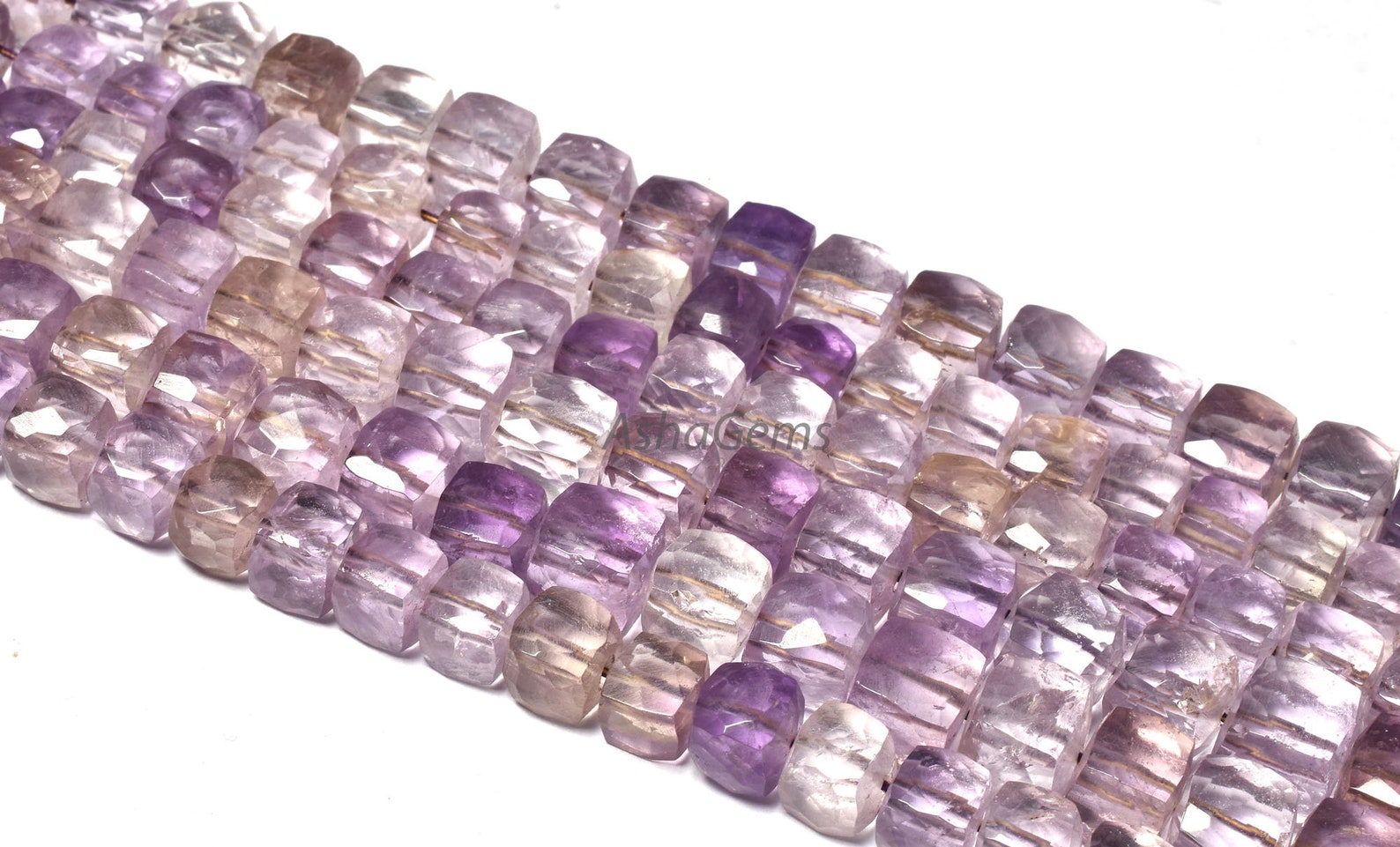 Beautiful Shaded Blue Ametrine Faceted 3D Cube Box Gemstone Beads ...