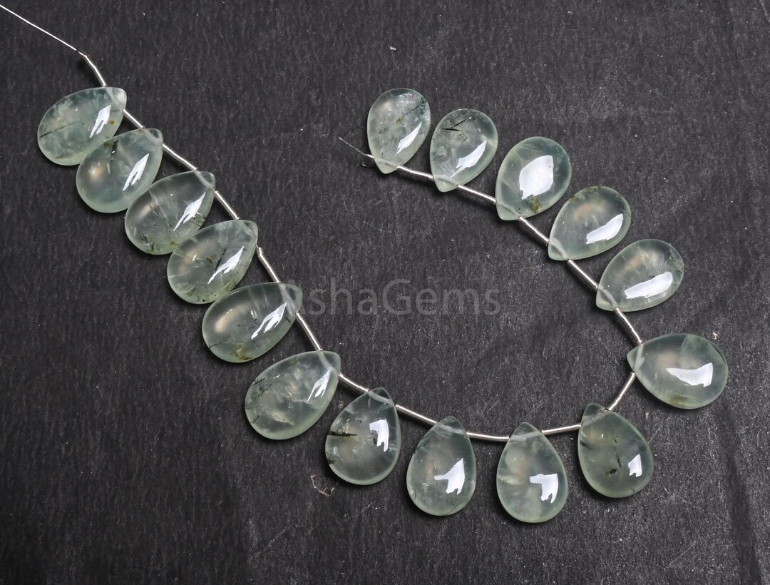 Fine Moss Prehnite Smooth Pear Shape Gemstone Loose Beads,11x16-12x18 ...