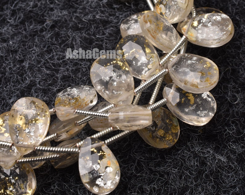 Beautiful Crystal Quartz Gold Foil Doublet Faceted Pears Shape - Etsy