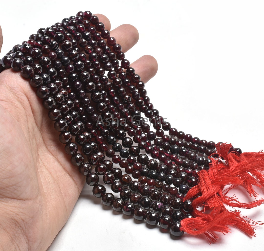Natural Red Garnet Smooth Round Shape Gemstone Beads, Fine Garnet Beads ...