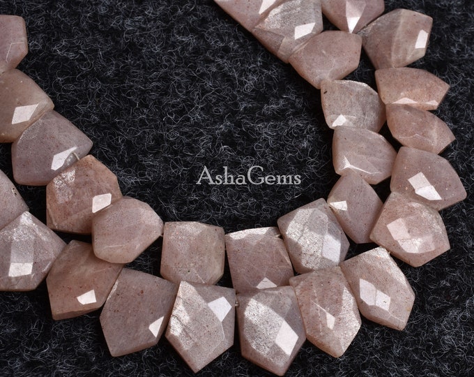 Beautiful Peach Moonstone Fancy Shape Beads,8" Strand, Natural ...