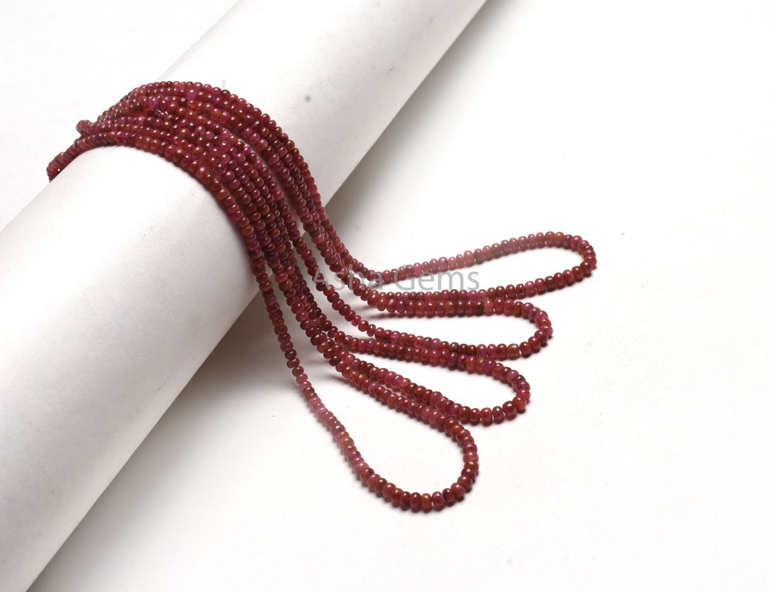 16" Strand Natural Red Ruby Smooth Handmade Beads,2.5-3.5 Mm Ruby ...