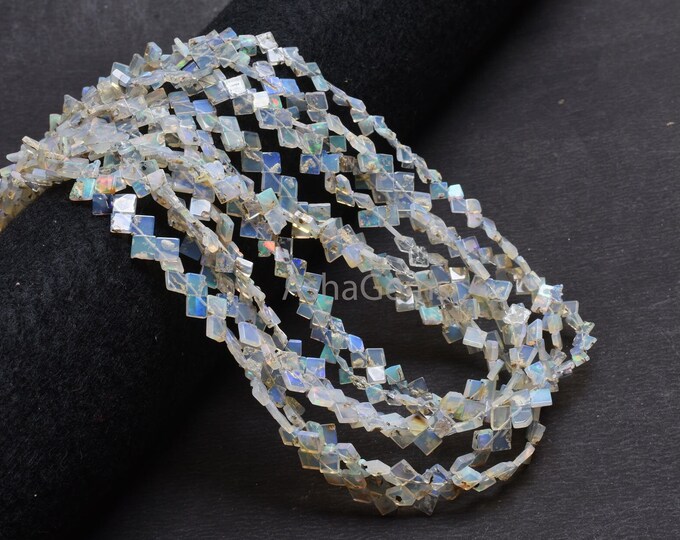 Natural Ethiopian Opal Smooth Uneven Square Shape Beads,flashy Welo ...